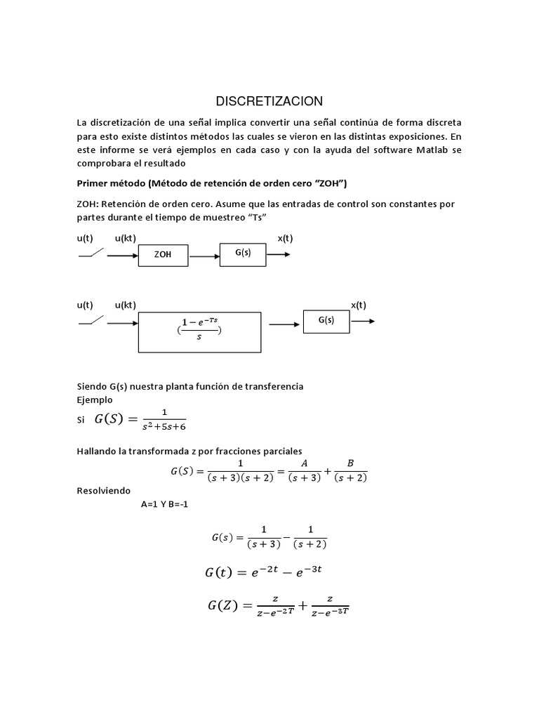 Comando c2d Matlab | PDF | Muestreo (procesamiento de señal) | Análisis ...