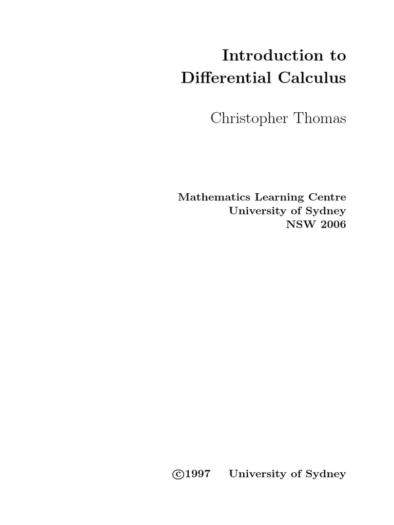Introduction To Differential Calculus PDF | PDF | Derivative | Slope