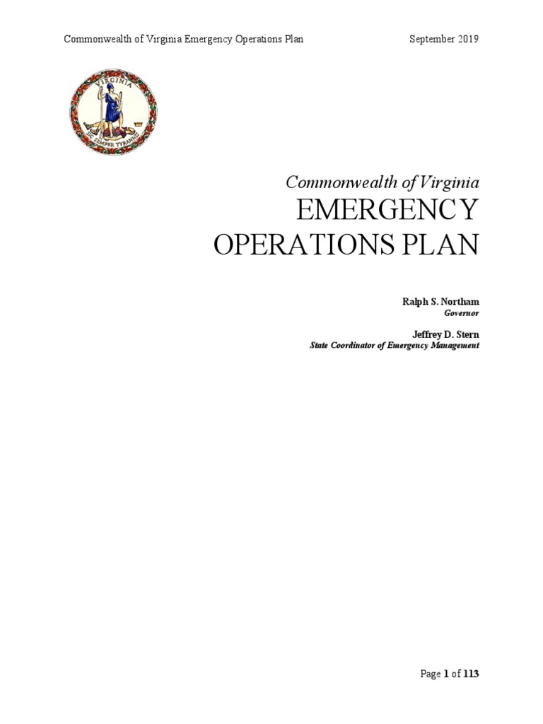 Commonwealth of Virginia Emergency Operations Plan | PDF | Emergency ...
