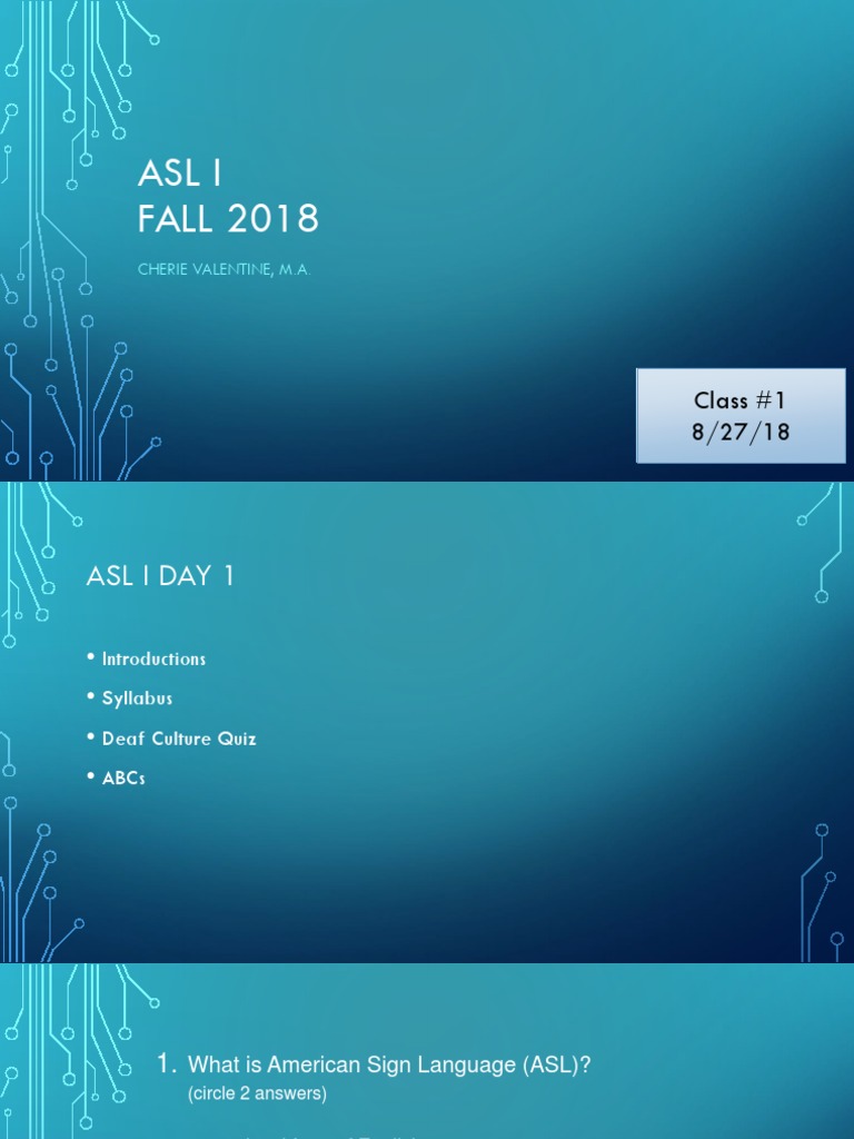 ASL I Class Overview and Activities | PDF | Sign Language | American ...
