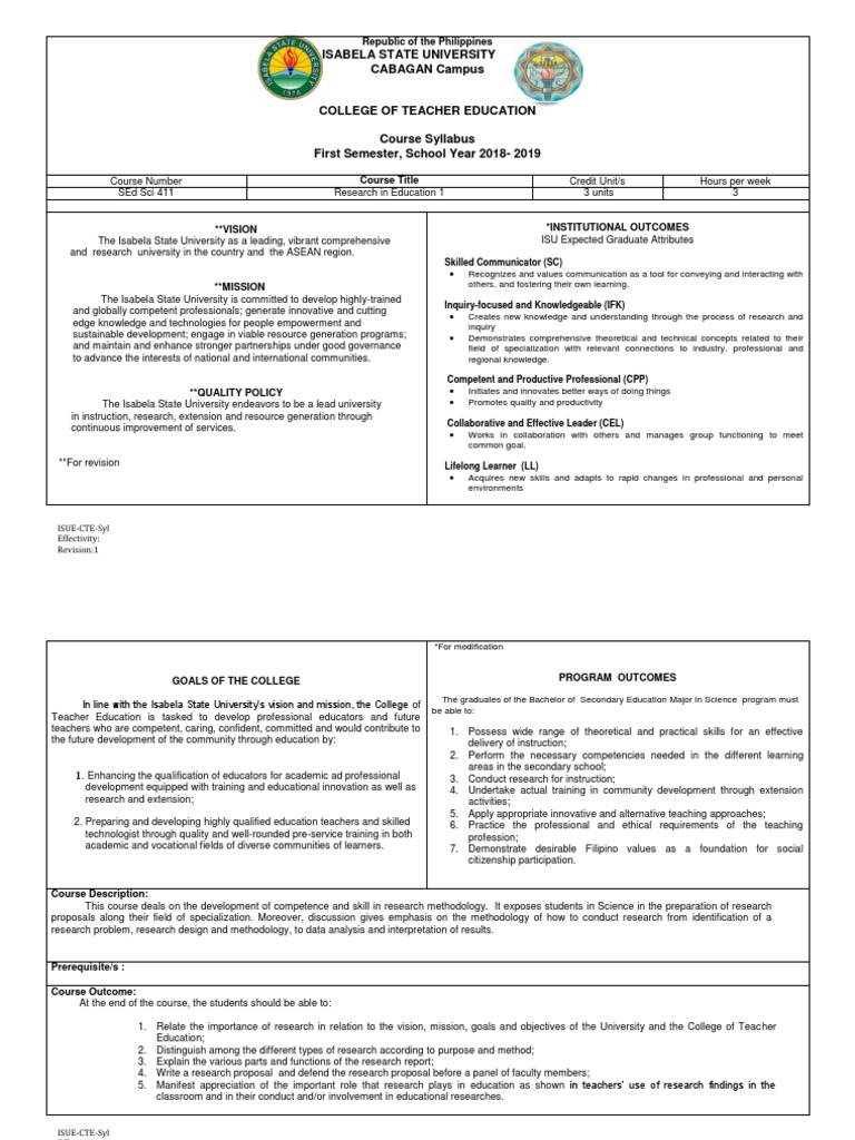 Syllabus Research | PDF | Teachers | Behavior Modification