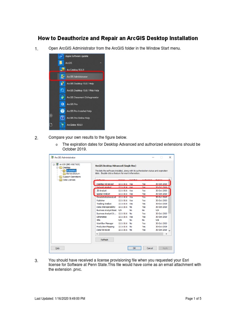Deauthorize and Repair ArcGIS Desktop | PDF | Arc Gis | Esri