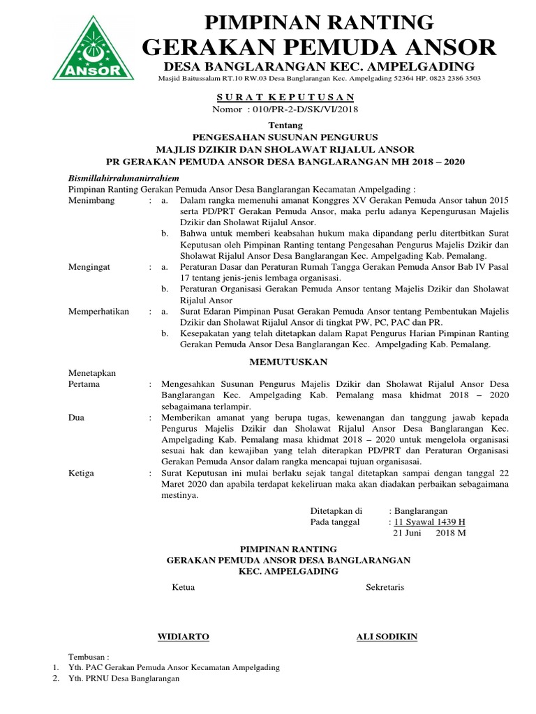 010 SK Rijalul Ansor Banglarangan | PDF
