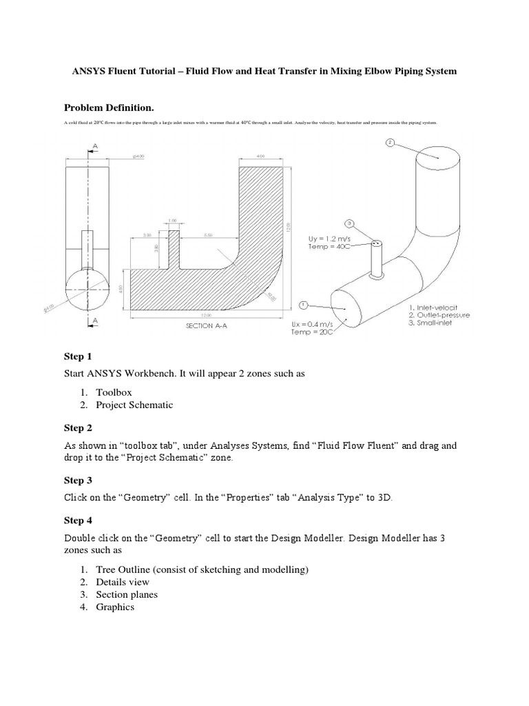 ANSYS Fluent Tutorial Mixing Elbow PDF | PDF | Temperature | Equations