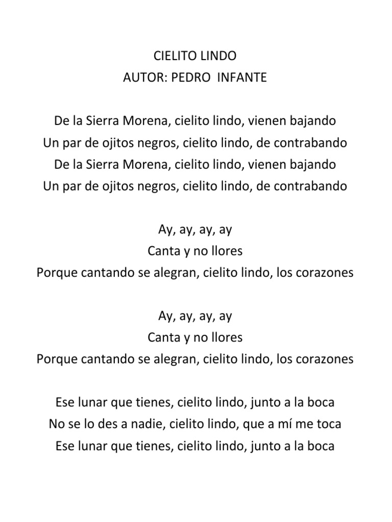 Cielito Lindo | PDF | Musica Latinoamericana | Canciones americanas