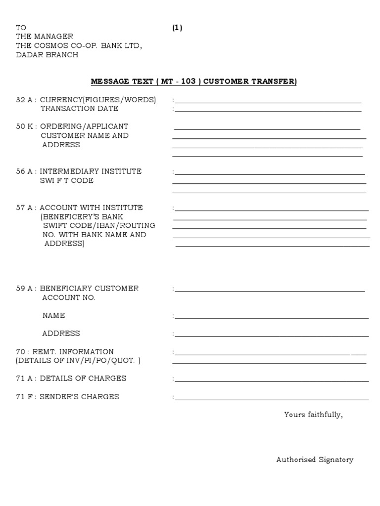 MT103 New | PDF | Banks | Banking
