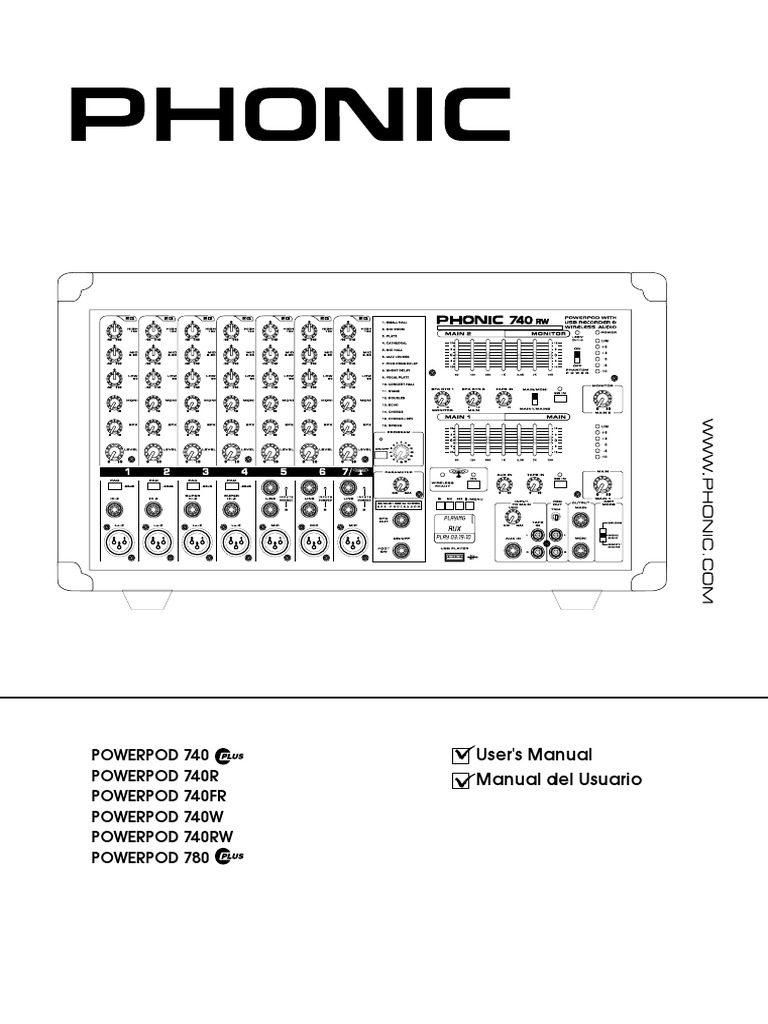 Manual Usuario en Español-English PHONIC POWERPOD 740FR | PDF | Equalization (Audio) | Microphone