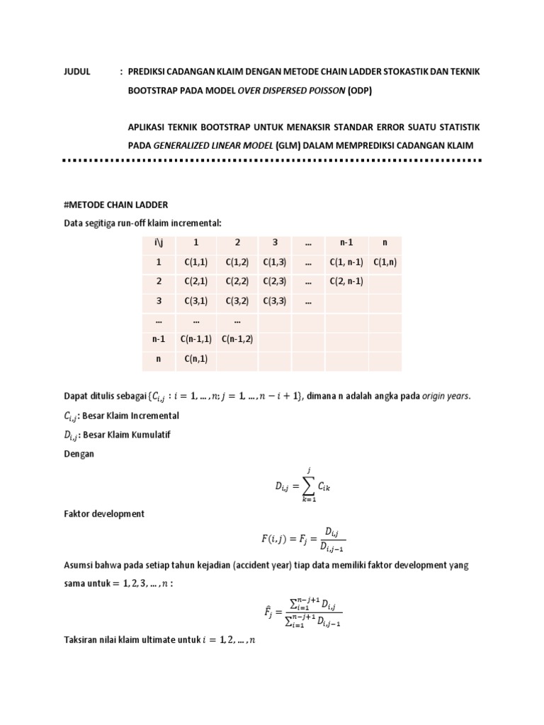 Teori Dasar Metode Chain Ladder Stokasti | PDF