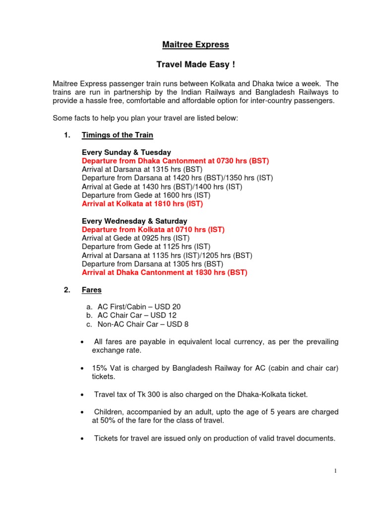 Maitree Express Facts | PDF | Transport | Business