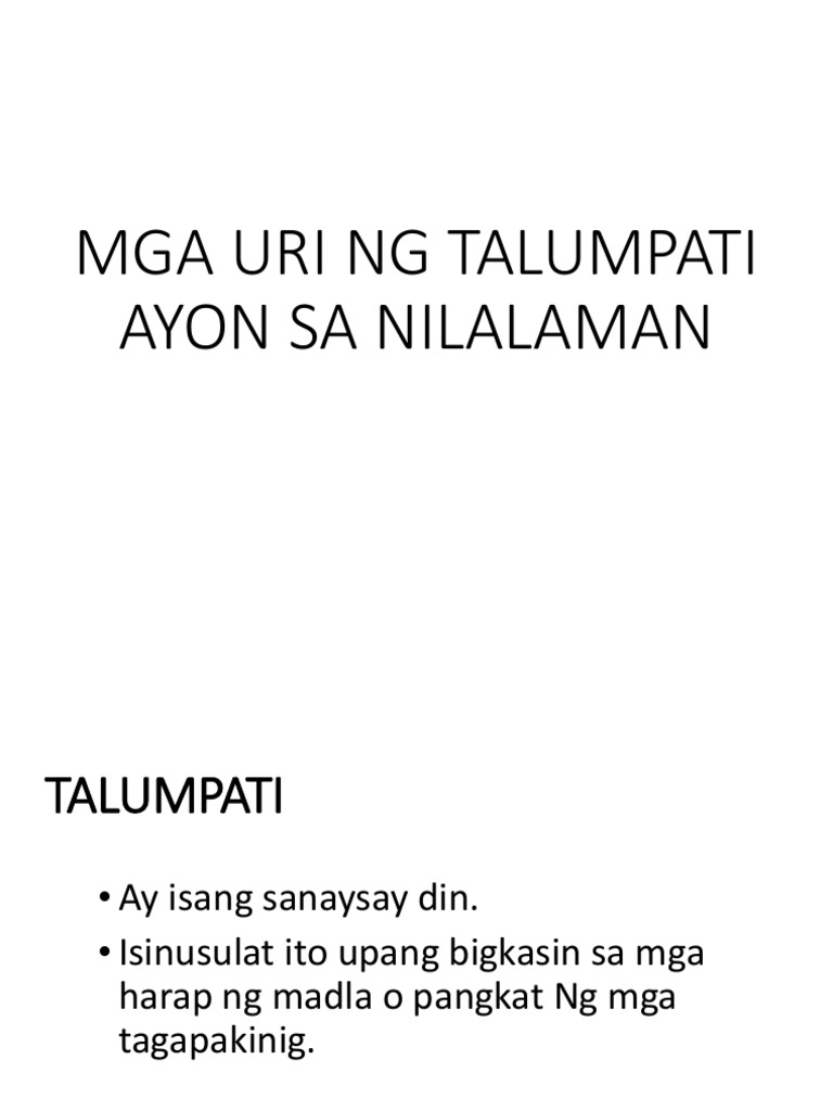 Mga Uri NG Talumpati Ayon Sa Nilalaman | PDF