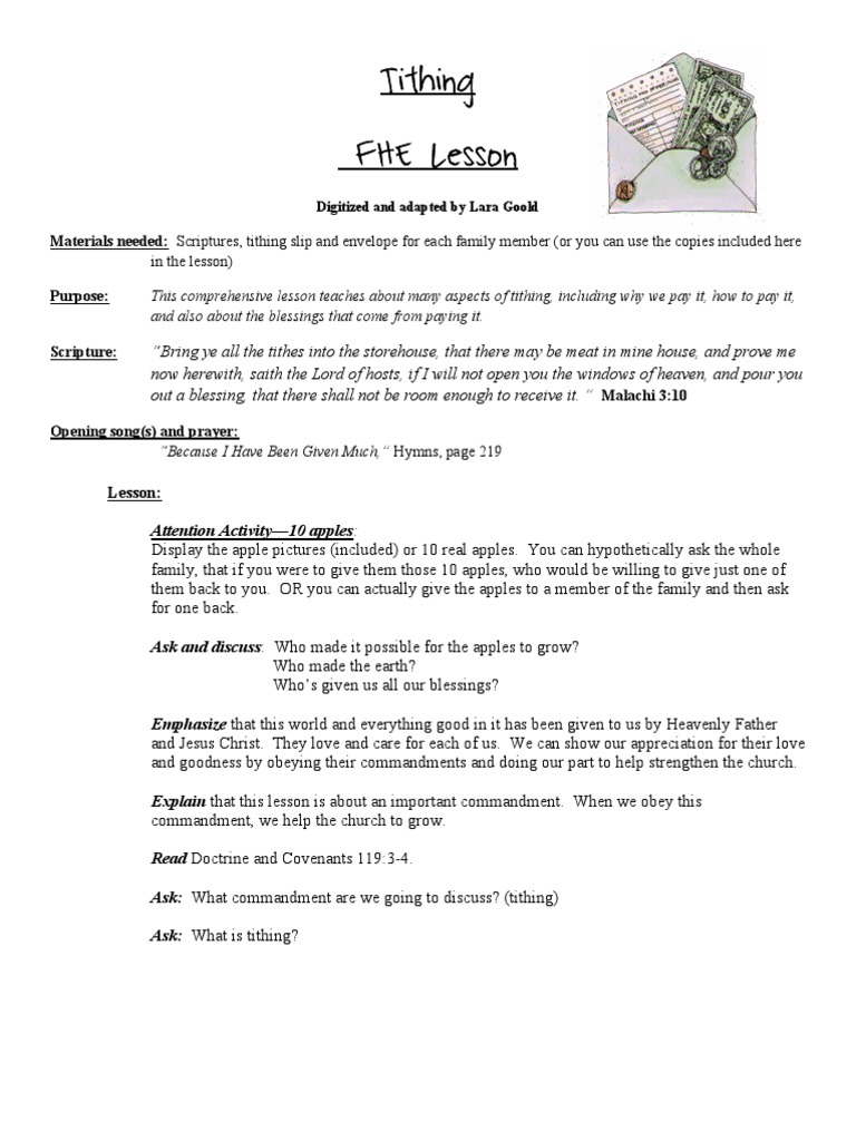 Tithing FHE Lesson | PDF | Tithe | Chocolate Chip