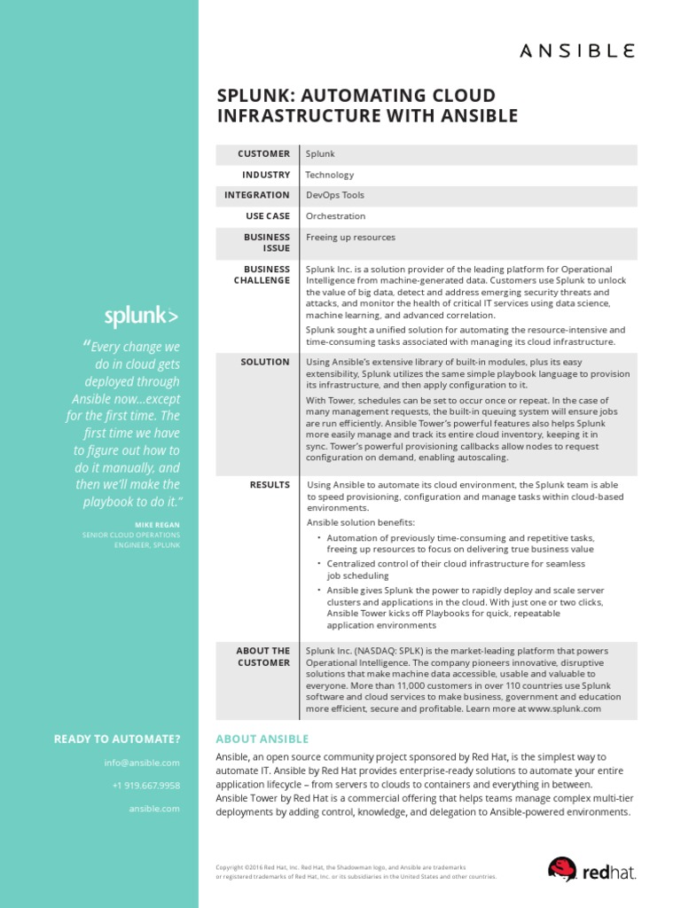 Ansible Case Study Splunk | PDF | Red Hat | Cloud Computing