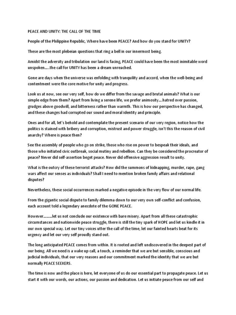 Peace and Unity | PDF