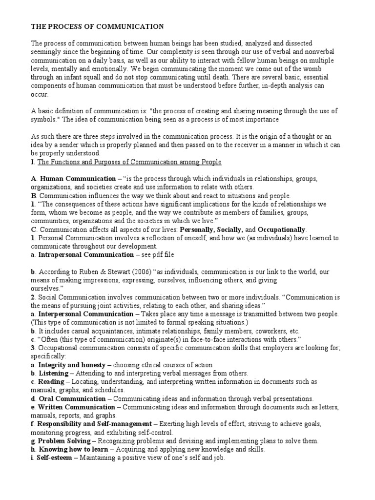 Process of Human Communication | PDF | Code | Nonverbal Communication