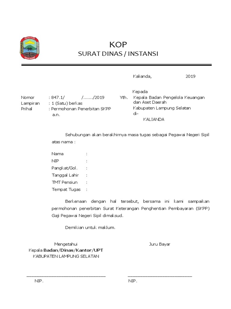 Contoh Surat Pengantar SKPP | PDF