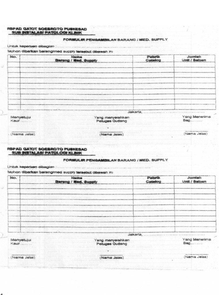 Formulir Pengambilan Barang