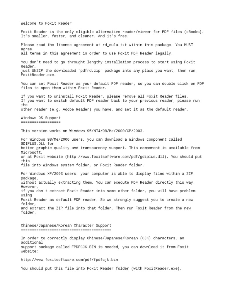 Foxit Readme | PDF | Zip (File Format) | Microsoft Windows