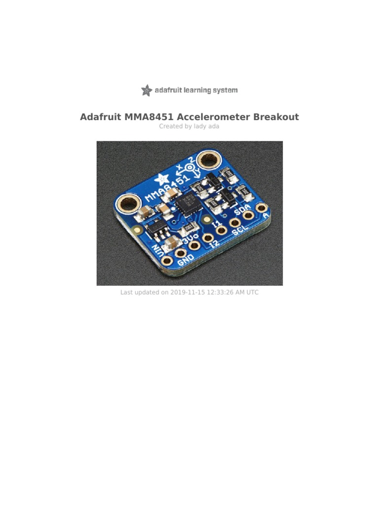 Adafruit Mma8451 Accelerometer Breakout Pdf Accelerometer Arduino