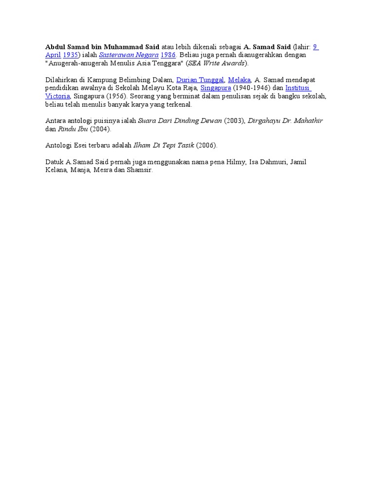 A Samad Said | PDF