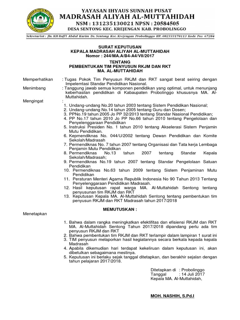 SK Tim Penyusun RKT (RKJM) | PDF