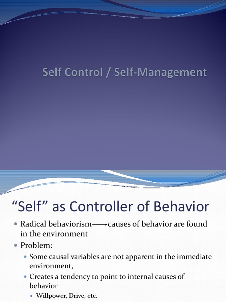 Self Management | PDF | Reinforcement | Self Control