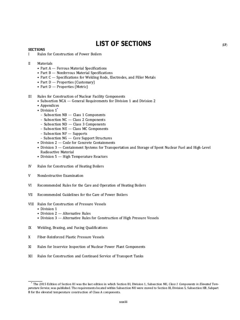 Asme Sections List | PDF | Electric Heating | Materials