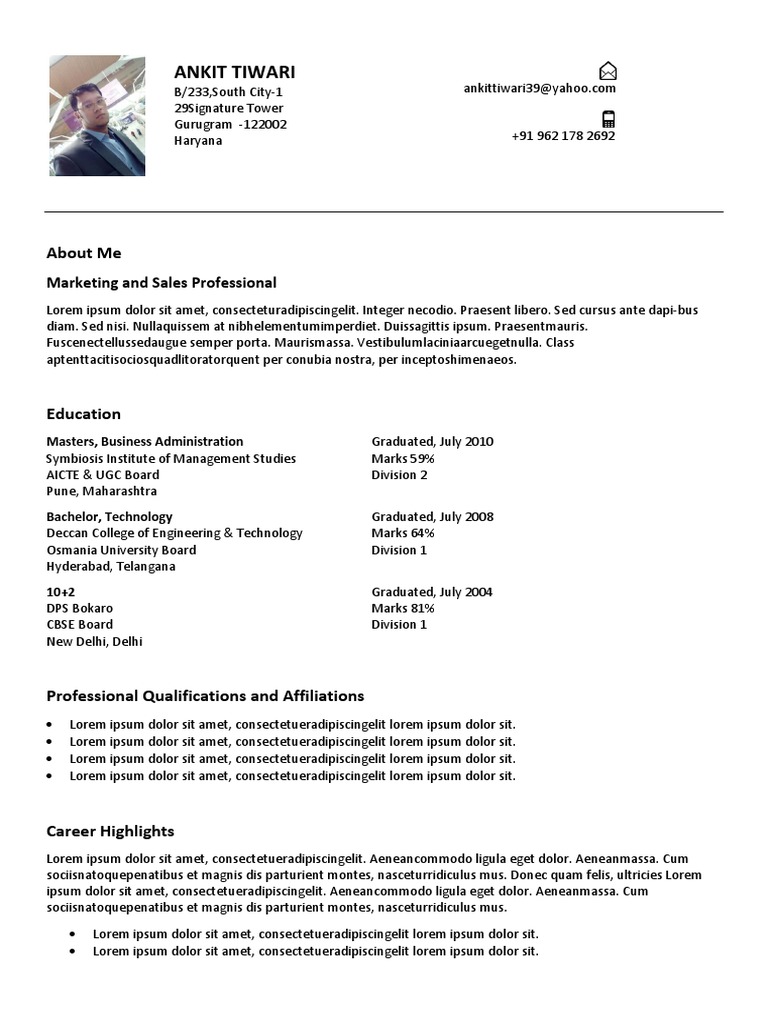 Sample Corporate Resume | PDF