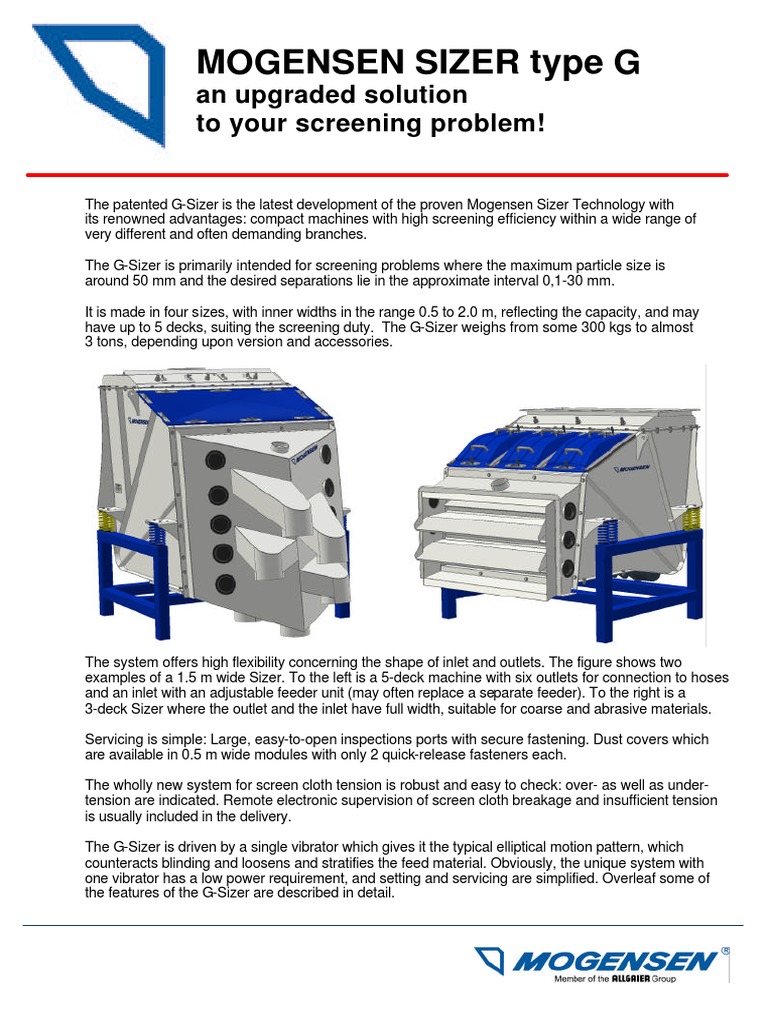 MOGENSEN SIZER Type G | PDF | Mechanical Engineering | Equipment