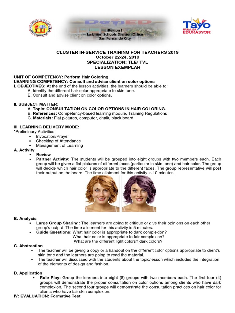 Hair Color Consultation Training for Teachers | PDF | Educational ...