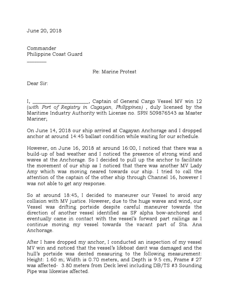 Maring Protest Sample | PDF | Sea Captain | Ships