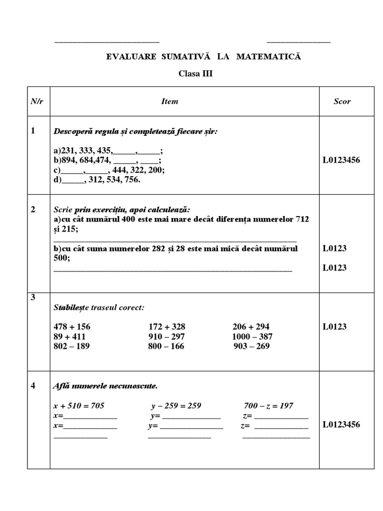 Matem Evaluare | PDF