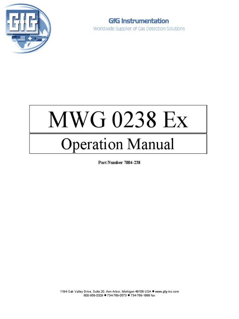 MWG 0238 Ex Operation Manual | PDF | Sensor | Gases