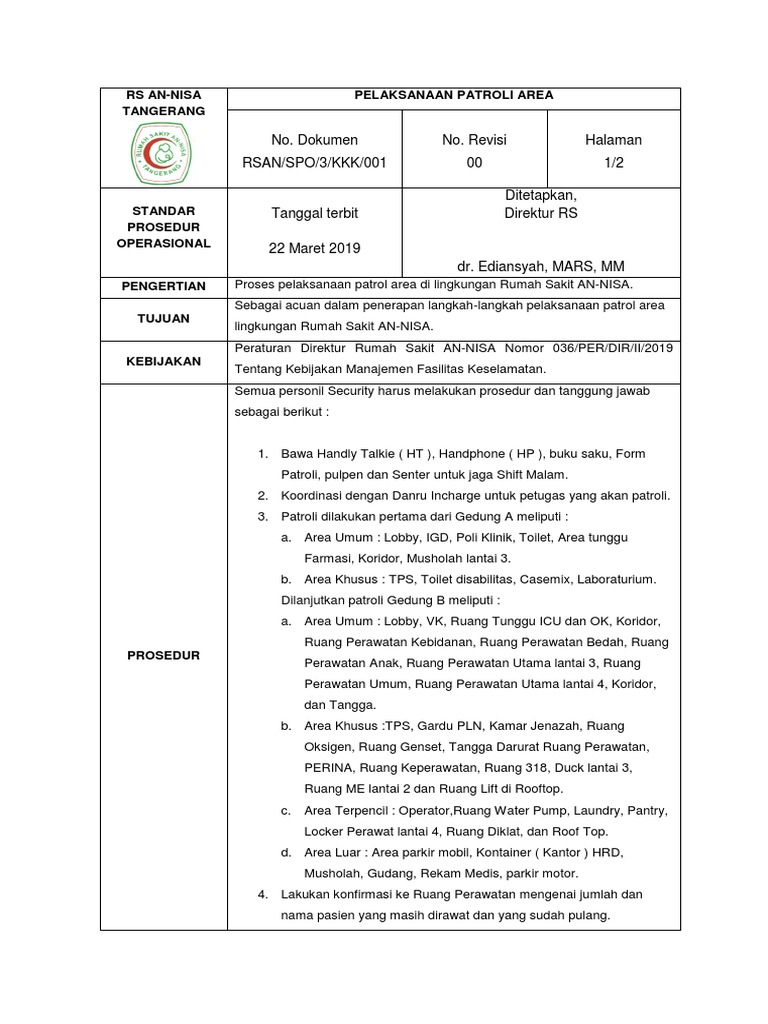 SOP Patroli | PDF | Teknologi & Rekayasa