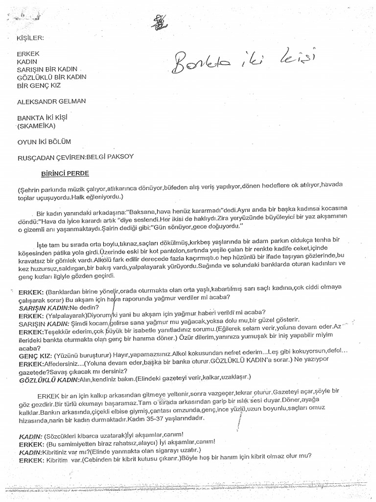 Alexander Gelman - Bankta İki Kişi | PDF
