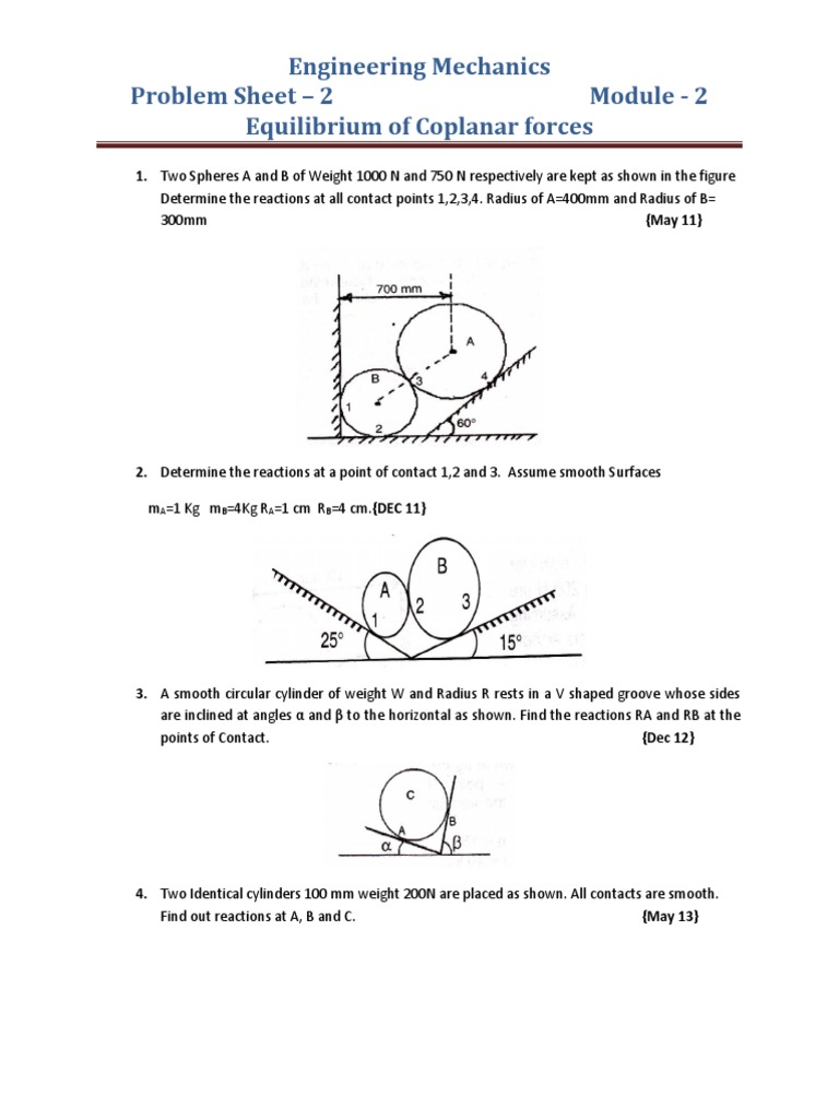 Analysis of Equilibrium Problems Involving Coplanar Forces on Rigid Bodies and Structures | PDF ...