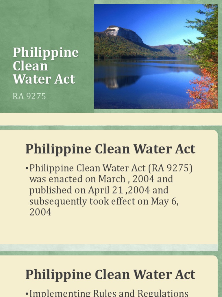 Philippine Clean Water Act Overview | PDF | Clean Water Act | Water ...