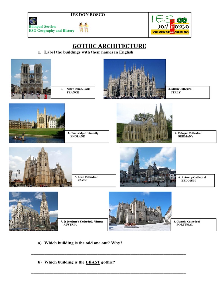 Gothic Architecture Educational Worksheet | PDF | Social Science | Art