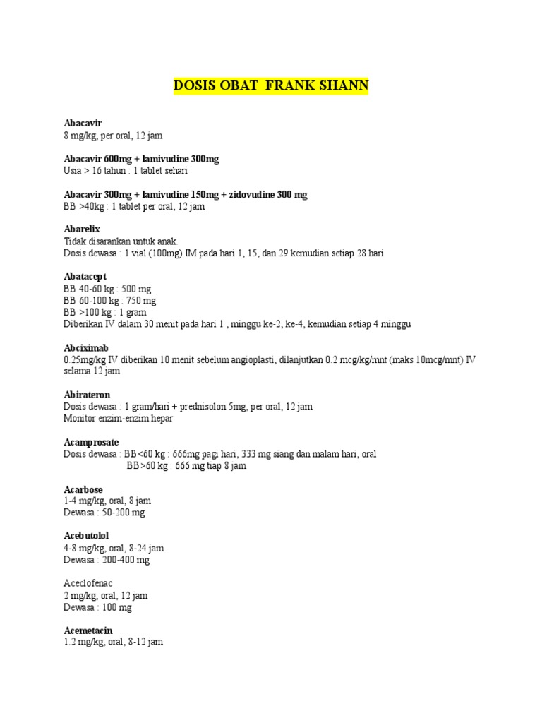 Dosis Obat Frank Shann Salin | PDF