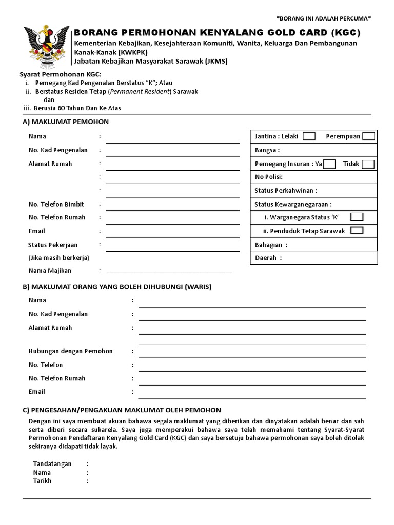 New Borang KGC & BIK (KWKPK) | PDF