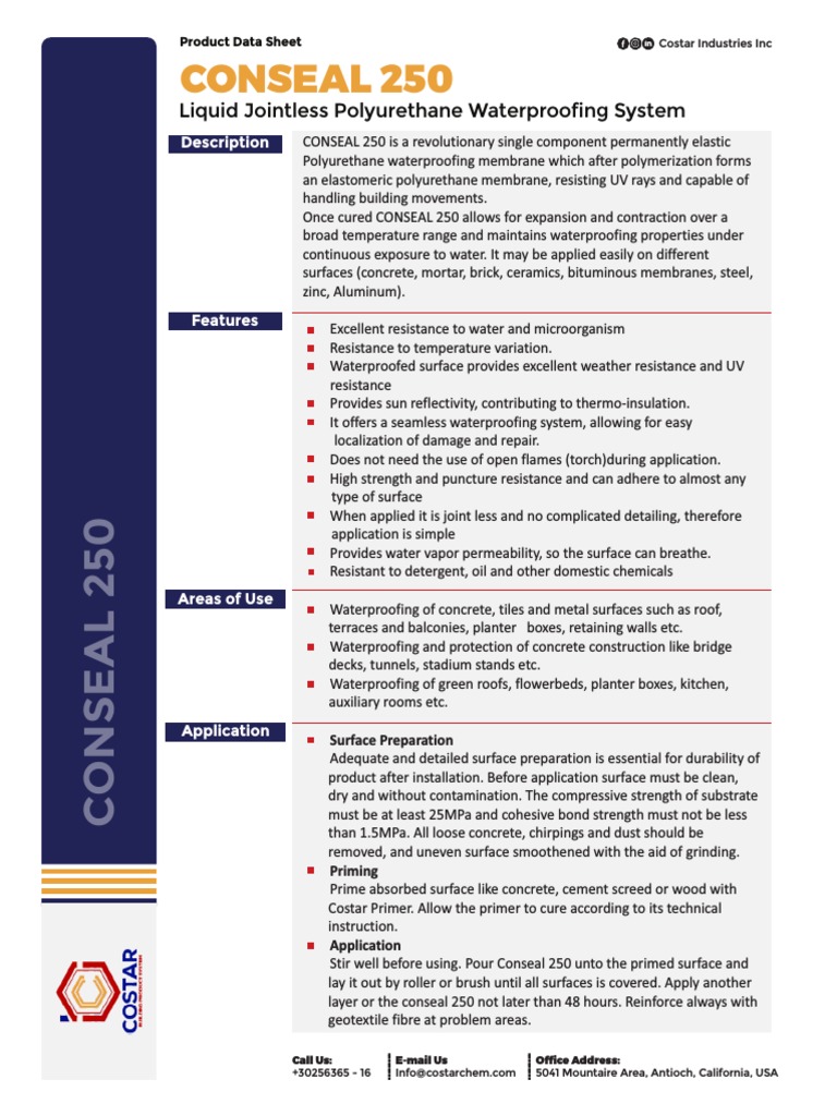 Conseal 250 | PDF | Roof | Concrete