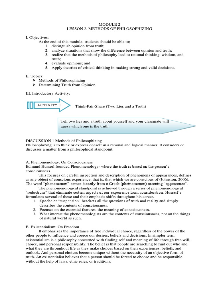 MODULE 2. Philo | PDF | Phenomenology (Philosophy) | Existentialism