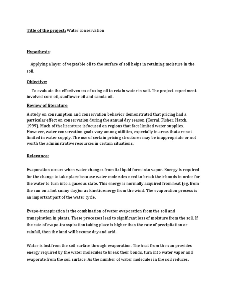 Project 15 - Water Conservation | PDF | Evaporation | Evapotranspiration
