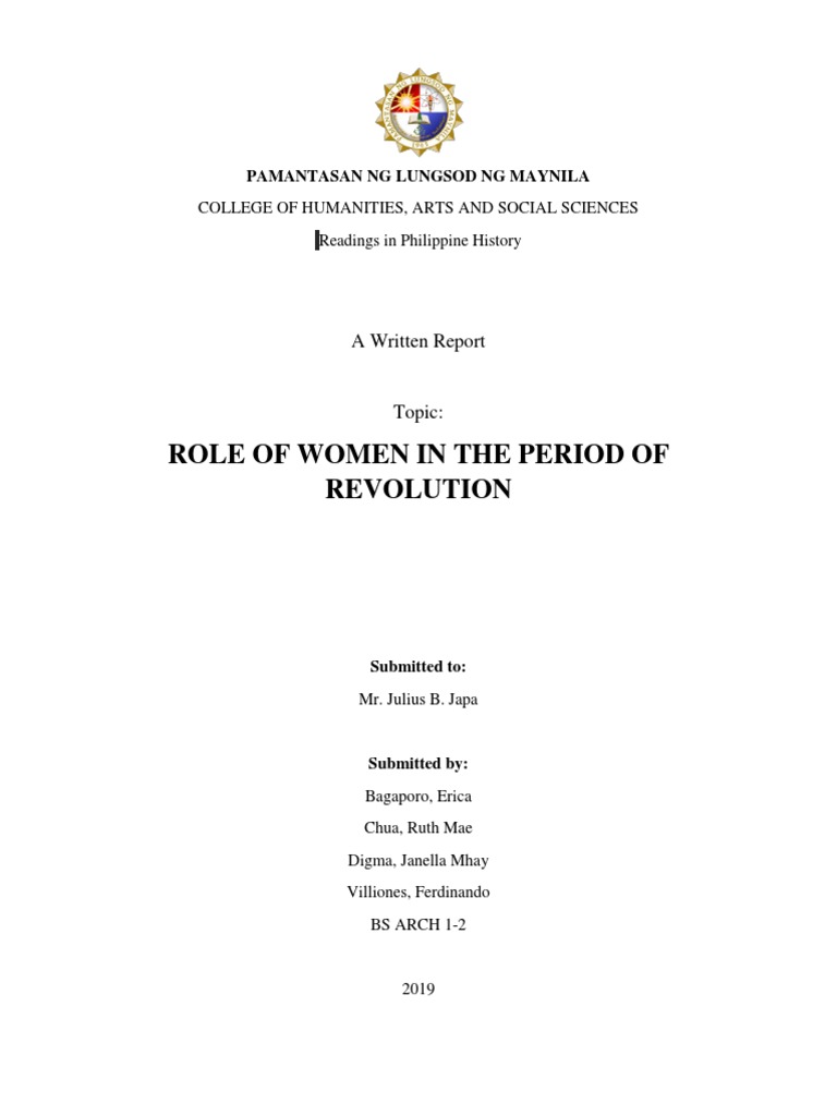 Role of Women in The Period of Revolution | PDF | Philippines ...