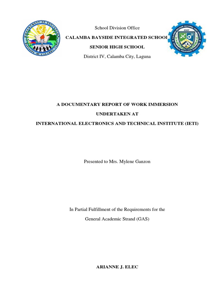 Work Immersion Format 2019 | PDF | Apprenticeship | Employment