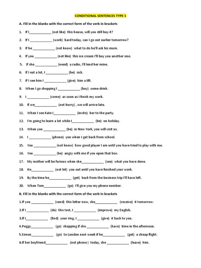 Conditional 1-2 Exercises | PDF Conditional 1-2 Exercises | PDF