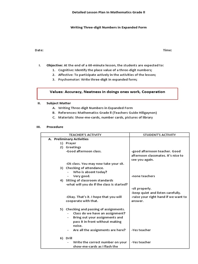 Detailed Lesson Plan in Mathematics Grade 2 | PDF | Lesson Plan | Teachers