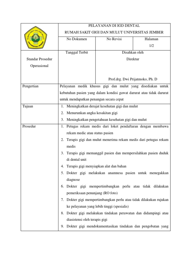 Sop Igd Dental | PDF