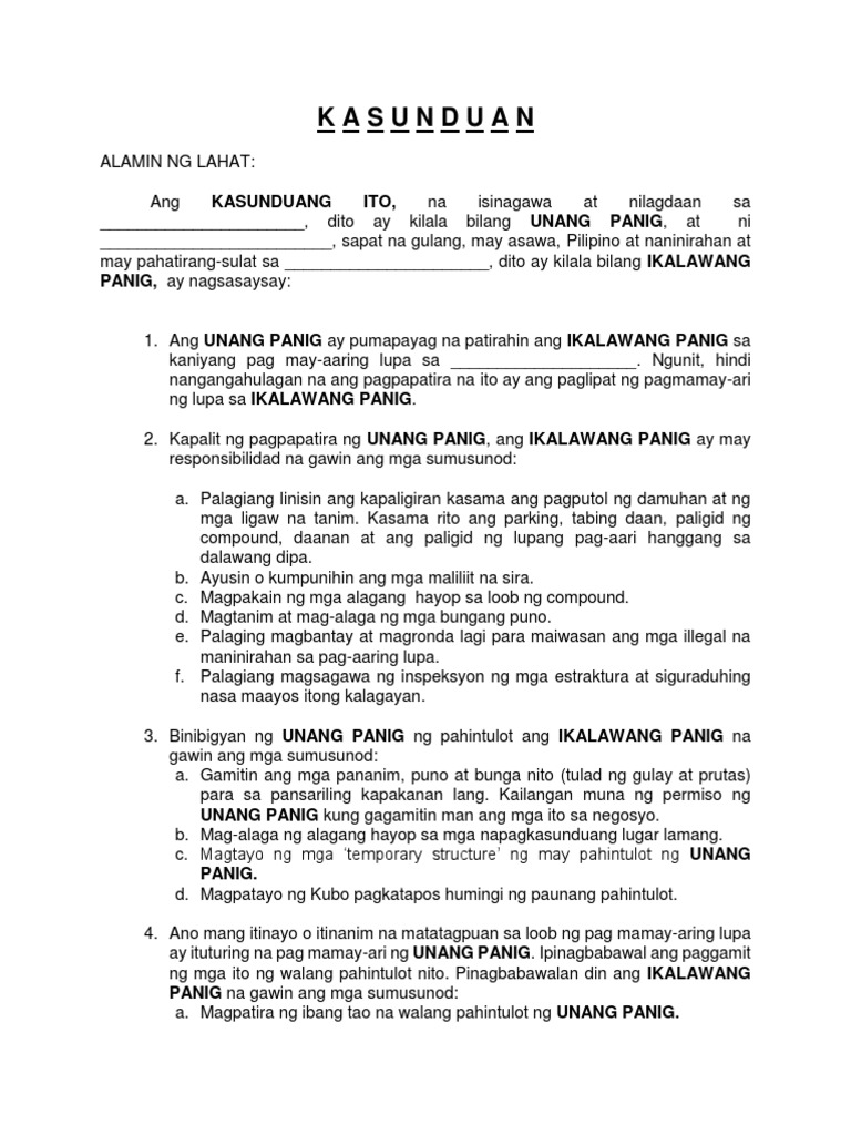 Tagalog Agreement Template | PDF