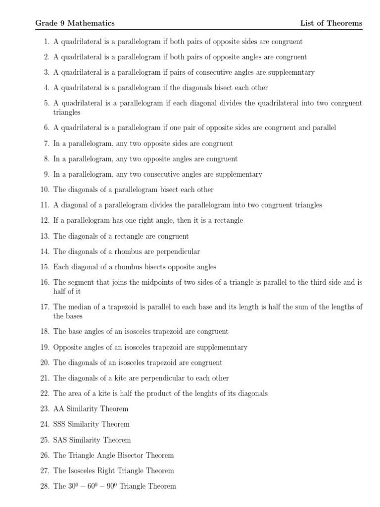 List of Theorems | PDF | Triangle | Rectangle