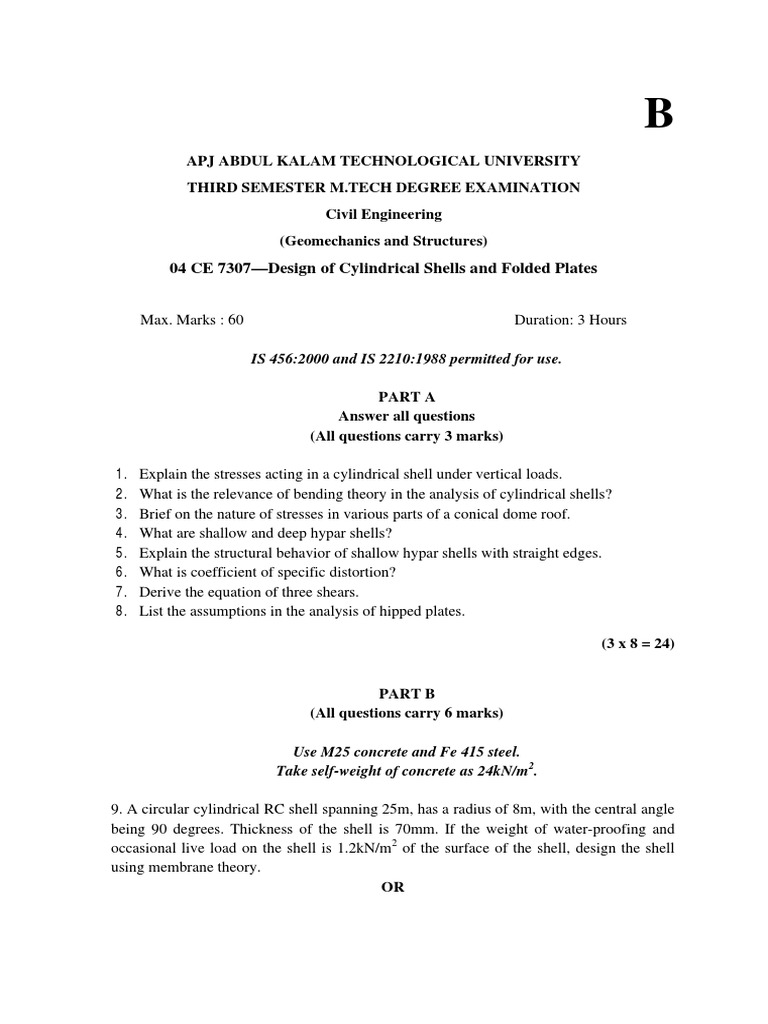 Design of Cylindrical Shells and Folded Plates S3 M.Tech KTU 2017 Jan ...